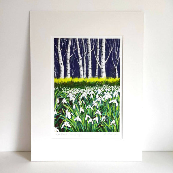 Woodland Snowdrops - A4 Giclée Print | Greeting Cards and Stationery