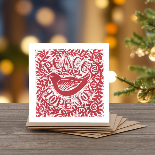 Peace Hope Joy - Set of 6 Christmas Note Cards with Message