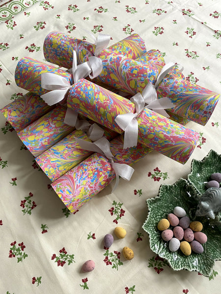 Hand-Marbled Paper Crackers with Wild Flowers - Set of 6 for Christmas ...