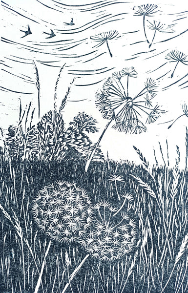 The Wind Says Fly - Linocut Print | Greeting Cards and Stationery