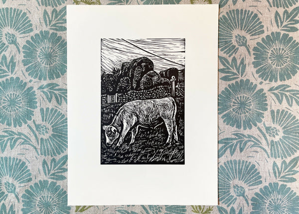 St Chloe Calf - Lino Print | Greeting Cards and Stationery