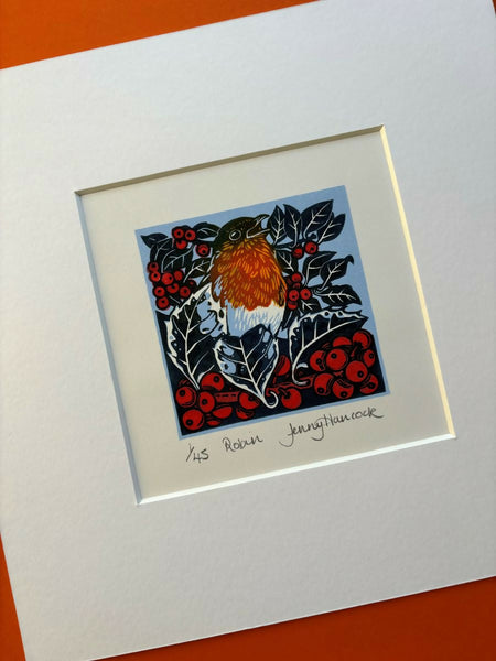 Robin - Wood Engraving and Linocut Print | Greeting Cards and Stationery